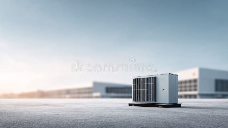 Modern HVAC System on Rooftop with Building Backdrop. Concept for ...