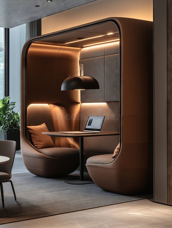 Modern Hybrid Office Space Showcasing Flexible Work Zones and Cozy ...