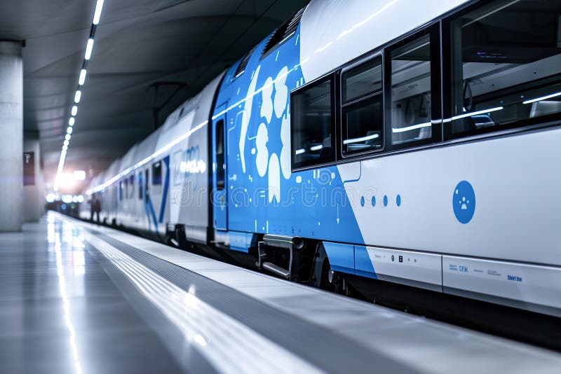 Modern Hydrogen-Powered Passenger Train Stock Illustration ...