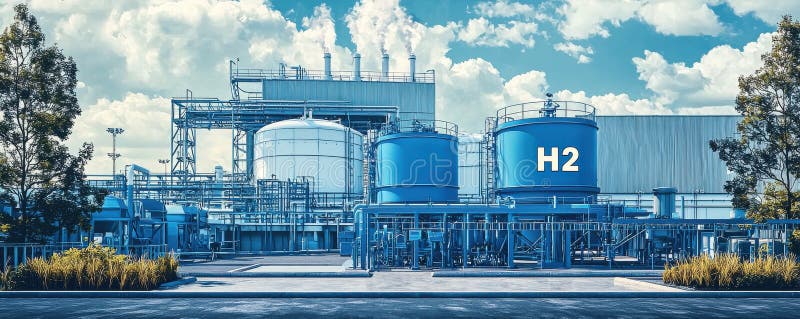 Modern Hydrogen Storage Facility Under Sunny Sky with Industrial ...