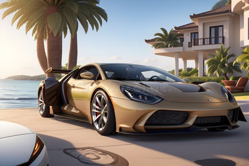 A Modern Photorealistic Supercar Generated by Ai Stock Illustration ...