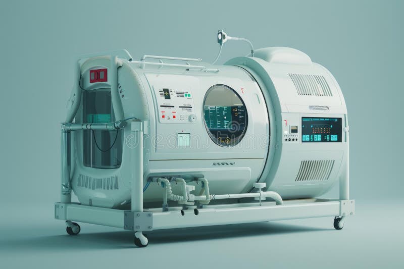 Modern Hyperbaric Oxygen Therapy Chamber Standing on Turquoise ...