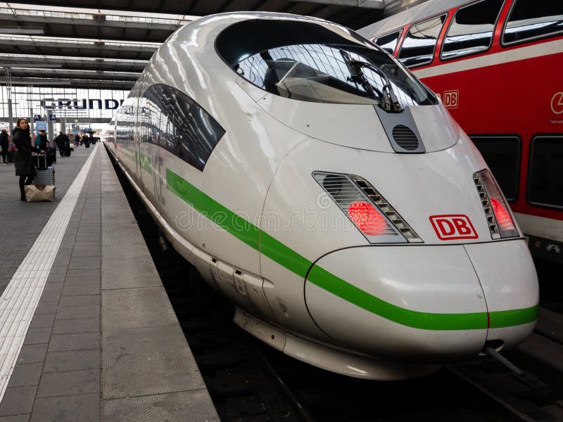 Modern ICE of the Deutsche Bahn with Green Stripes Editorial Image ...