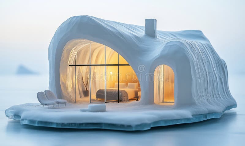 Modern Ice House Model Showcasing Minimalist Design and Cozy Interior ...