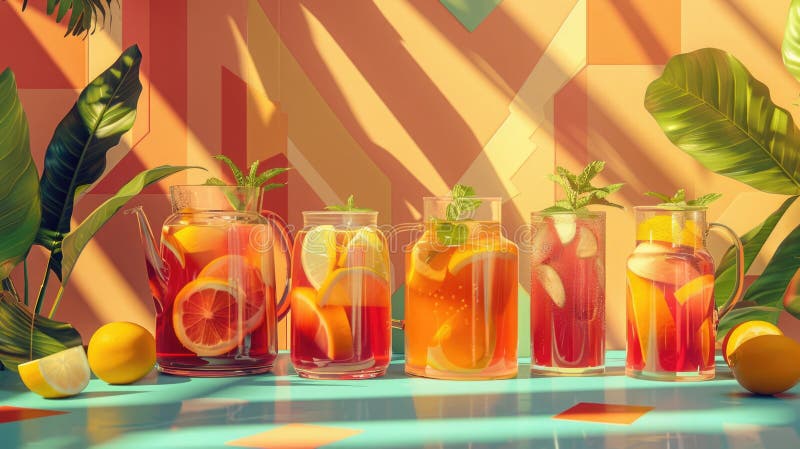 Modern Iced Tea Set with Sleek Glassware and Minimalist Teapots Stock ...