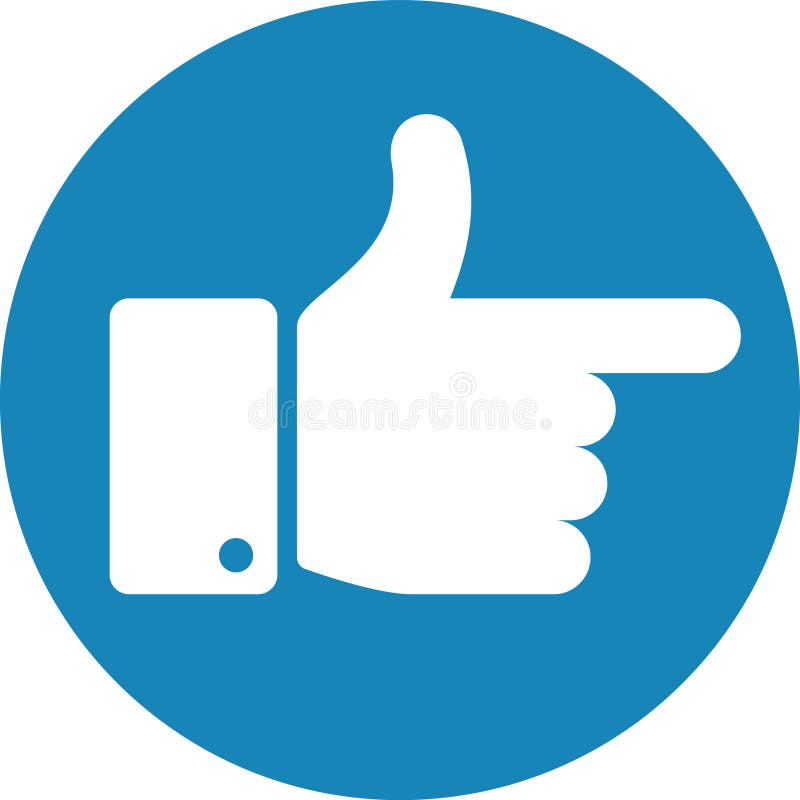 Modern Icon Featuring a White Hand Pointing Right, Enclosed in a Blue ...