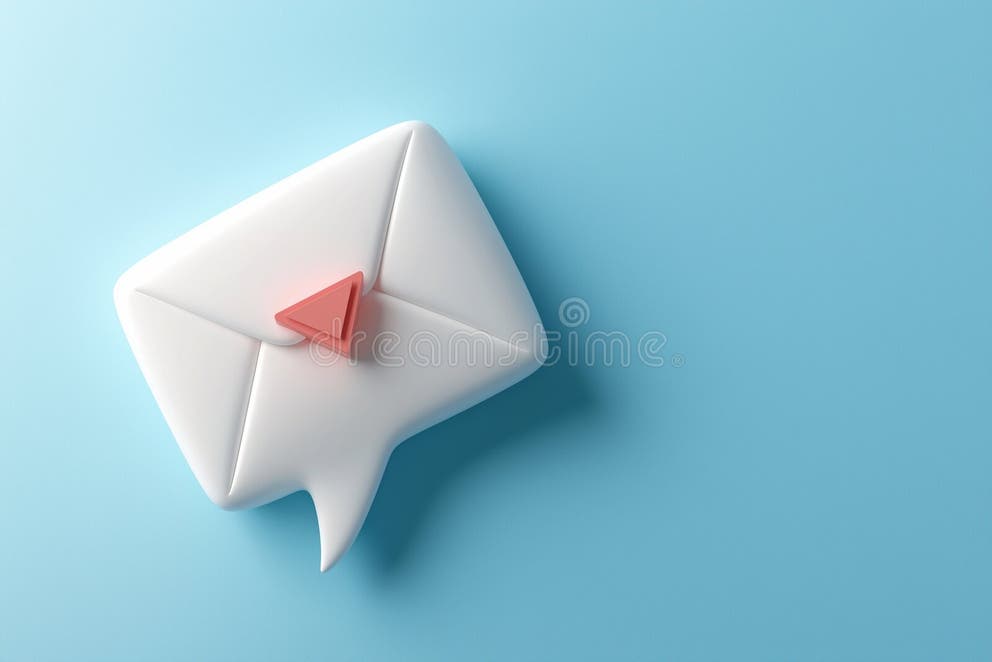 Modern Icon of White Message Bubble with Envelope and Red Triangle ...