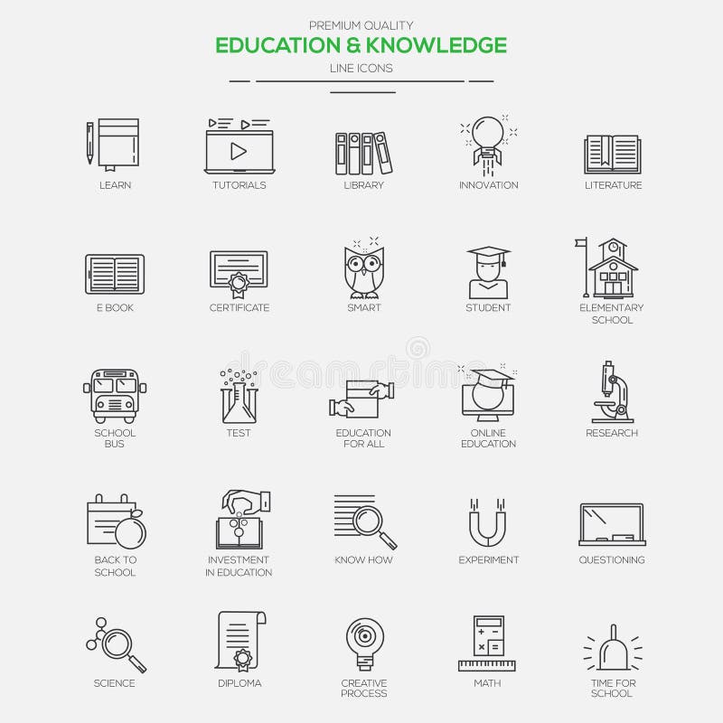 Modern Icons for Education and Knowledge Stock Vector - Illustration of ...