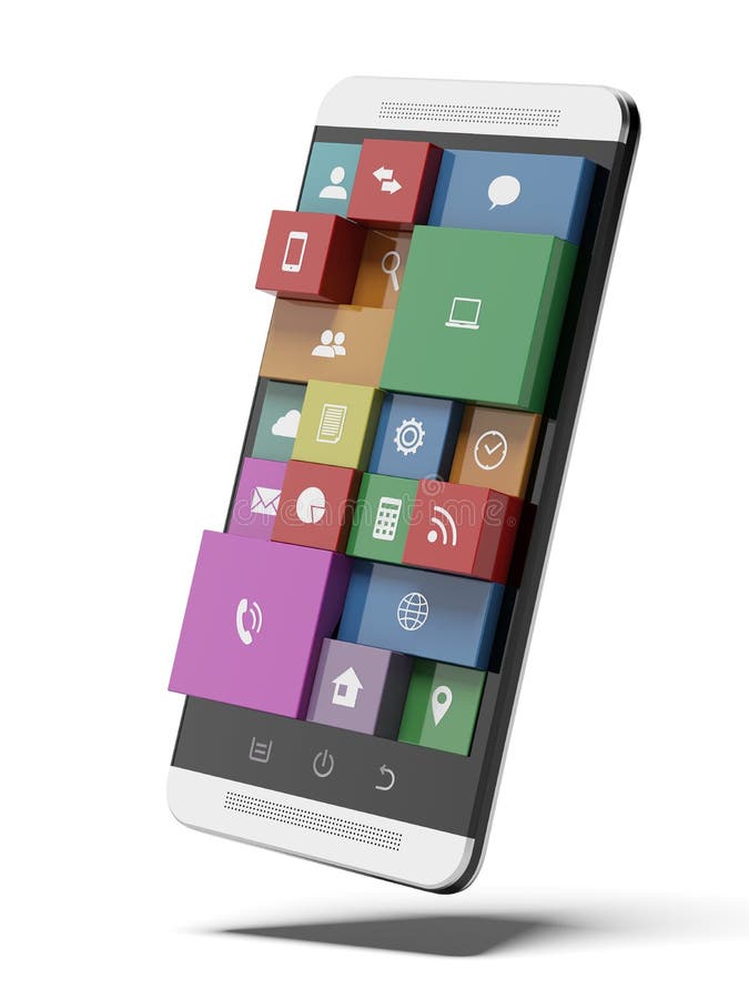 Modern Smartphone with Application Icons Stock Illustration ...