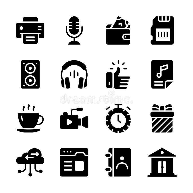 Modern Icons Representing Digital Tools and Services Stock Vector ...