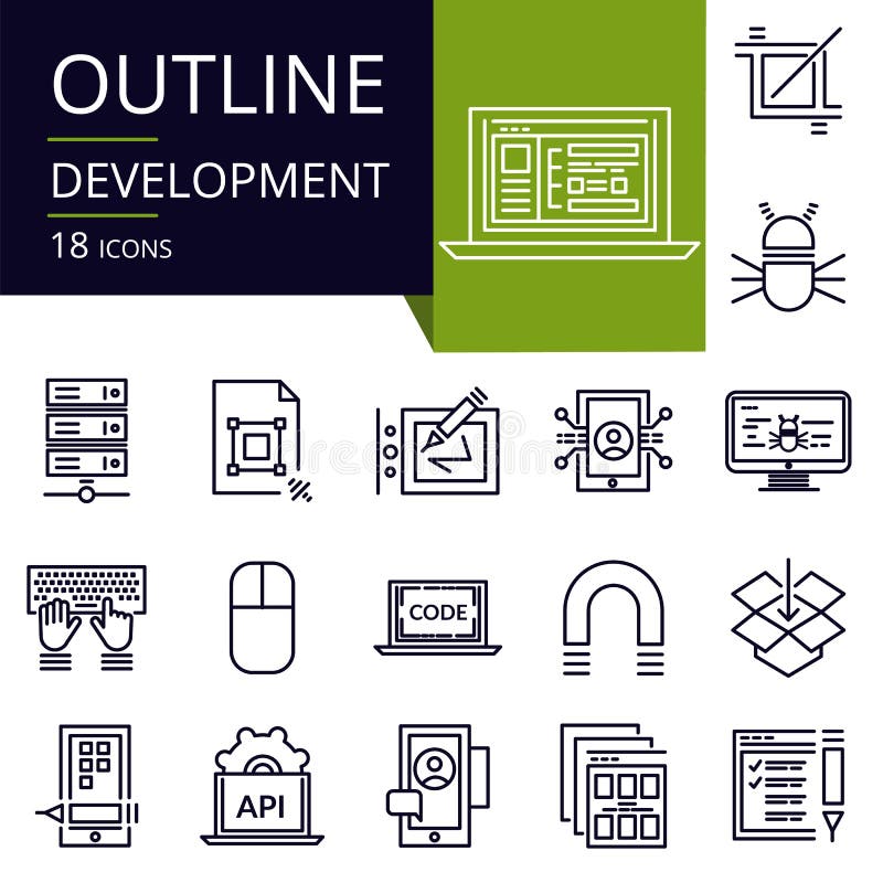 Set of Outline Icons of Vacation. Stock Vector - Illustration of diving ...