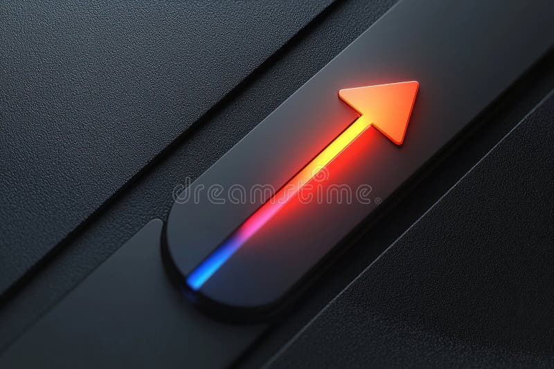 Modern Illuminated Arrow Sign with Vibrant Gradient Colors on Sleek ...