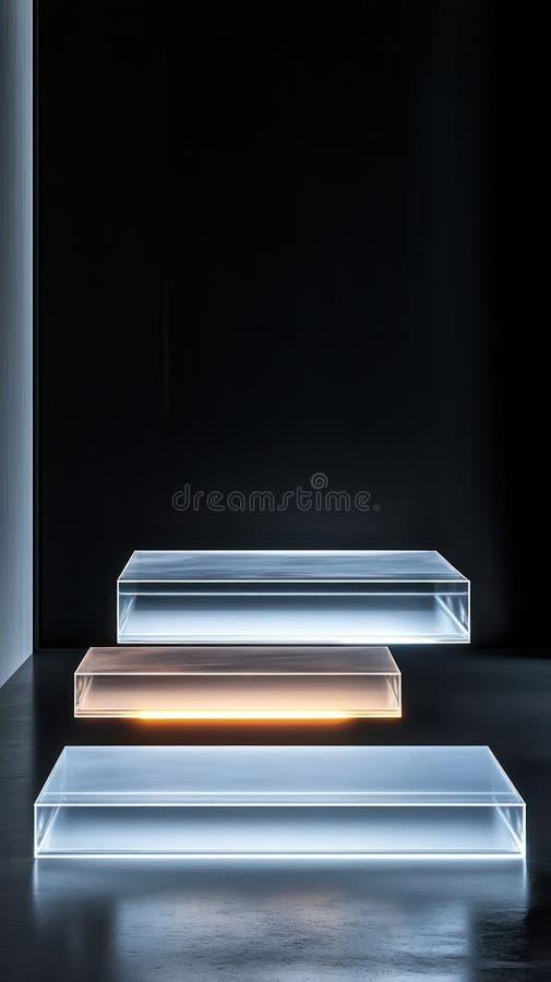 Modern Illuminated Display Shelves in a Minimalist Setting Stock ...