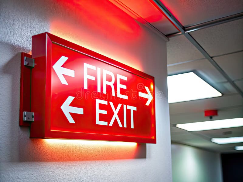 Modern Illuminated Fire Exit Sign Ensuring Safety and Quick Evacuation ...