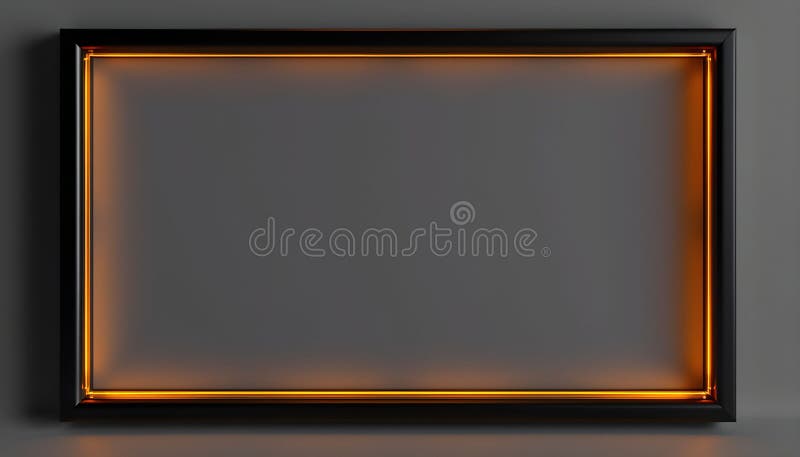 Modern Illuminated Frame: a Black Rectangular Border with Warm Orange ...