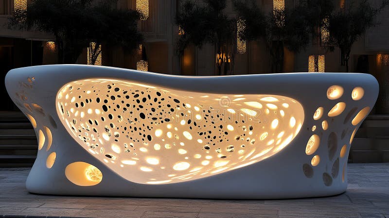 Modern, Illuminated, Organic Architectural Seating Stock Illustration ...