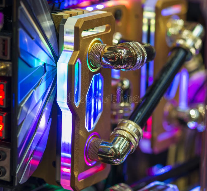 Modern Illuminated Pc Components Stock Image - Image of electronic ...