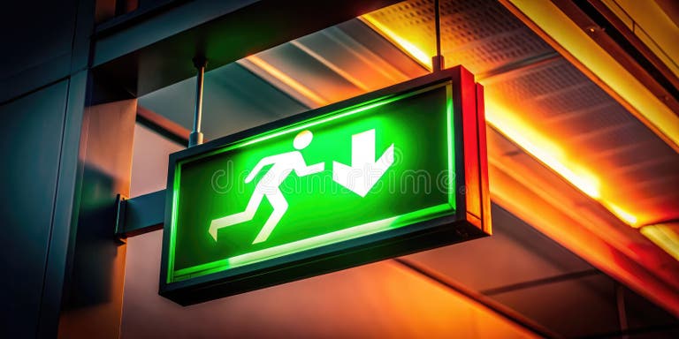 Modern Illuminated Silhouette Fire Exit Sign a Contemporary Emergency ...
