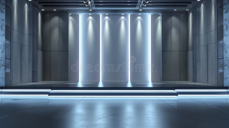 Modern Illuminated Stage with Sleek Design and Ambient Lighting Stock ...