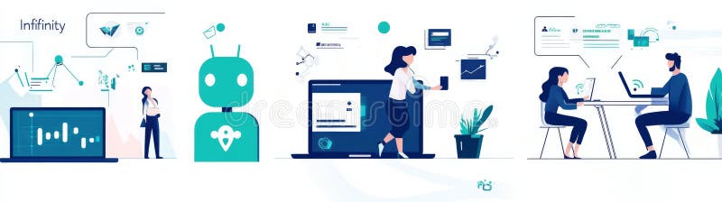 A Modern Illustration of AI in Customer Support. Stock Photo - Image of ...