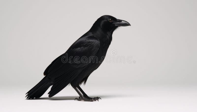 Modern Illustration Black Raven Against White Background Stock ...