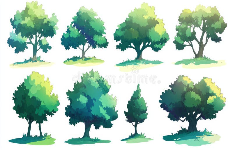 A Modern Illustration of a Cad Tree Line Drawing is Shown in Side View ...