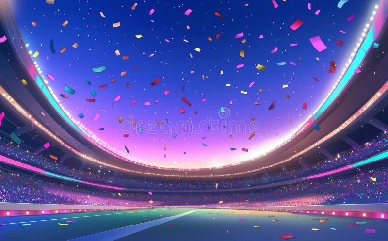 A Modern Illustration Captures the Essence of a Night-time Stadium with ...