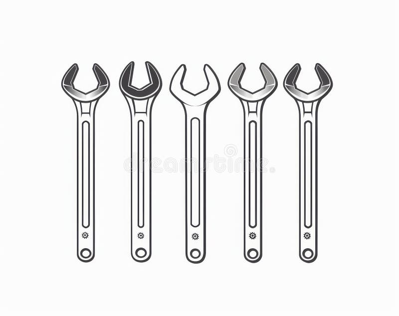 Modern Illustration of a Continuous One-line Drawing of a Wrench ...