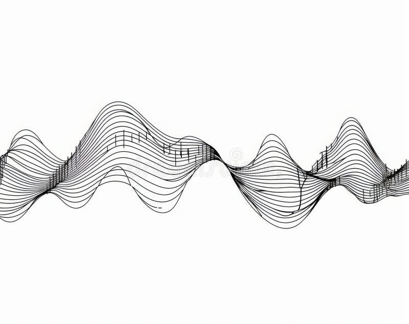 Modern Illustration of Continuous Sound Waves. Linear Audio Spectrum ...