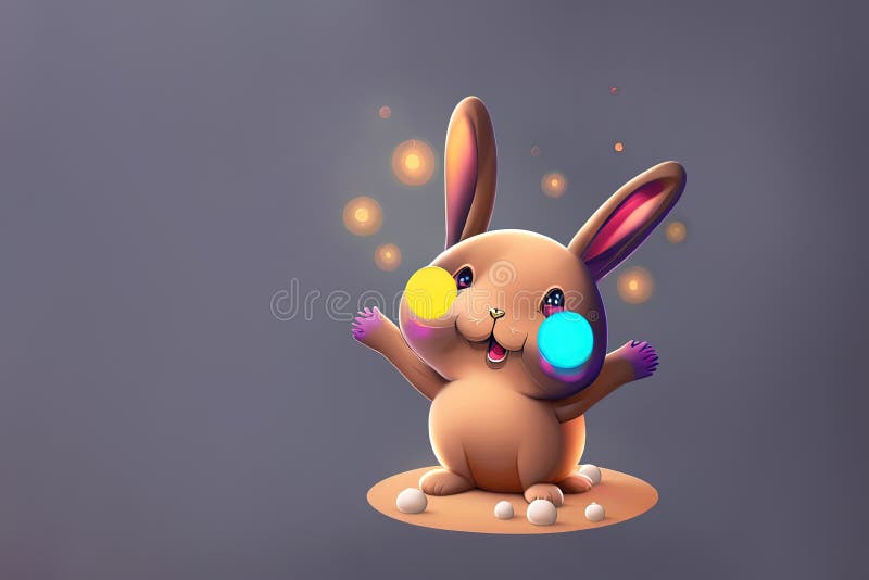 Modern Illustration of Cute Cartoon Rabbit with 3d Elements. Easter ...