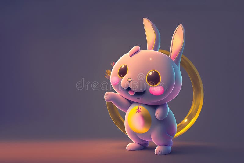 Modern Illustration of Cute Cartoon Rabbit with 3d Elements. Easter ...