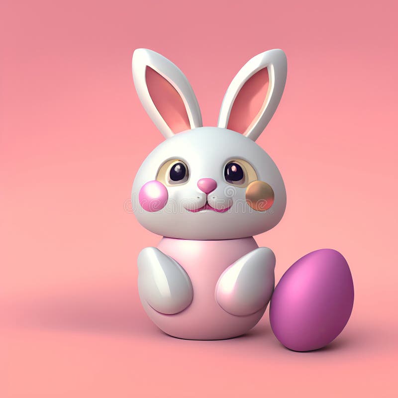 Modern Illustration of Cute Toy Rabbit with Easter Egg. Easter Bunny ...