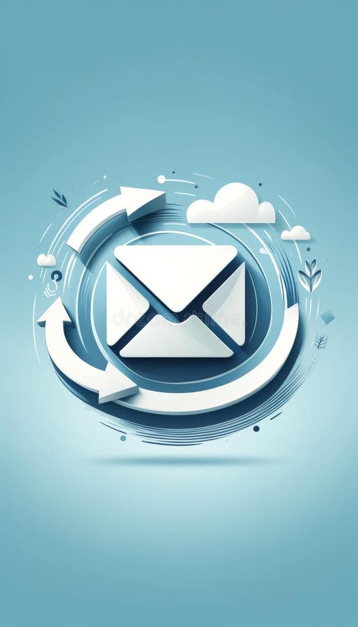 Email Communication Concept with Arrows and Cloud Icons Stock ...