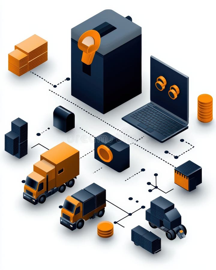 A Modern Illustration Depicting Logistics Featuring Trucks Boxes and ...