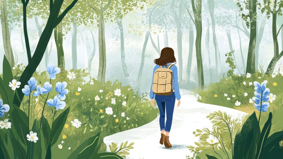 A Modern Illustration Depicts a Young Man Venturing into the Deep Woods ...