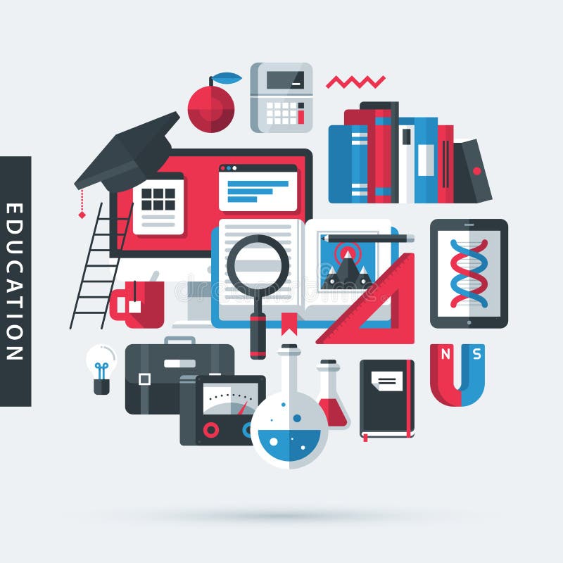Modern Illustration about Education in Flat Design Style. Text Books ...