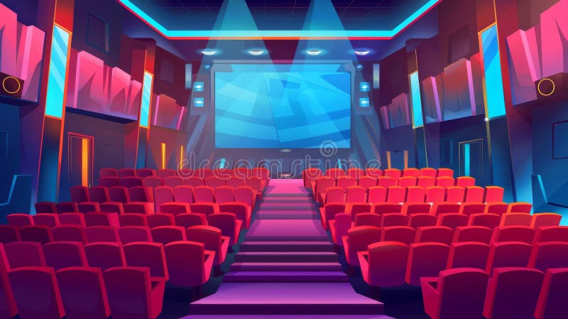 Modern Illustration of an Empty Theater Hall with Rows of Seats for the ...