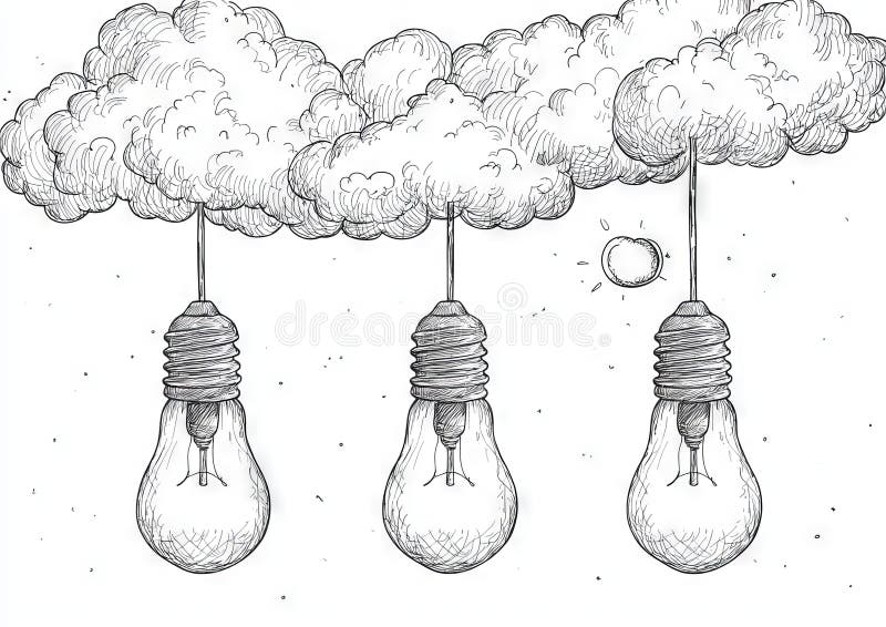 A Modern Illustration Featuring Hand-drawn Doodle Lightbulbs ...
