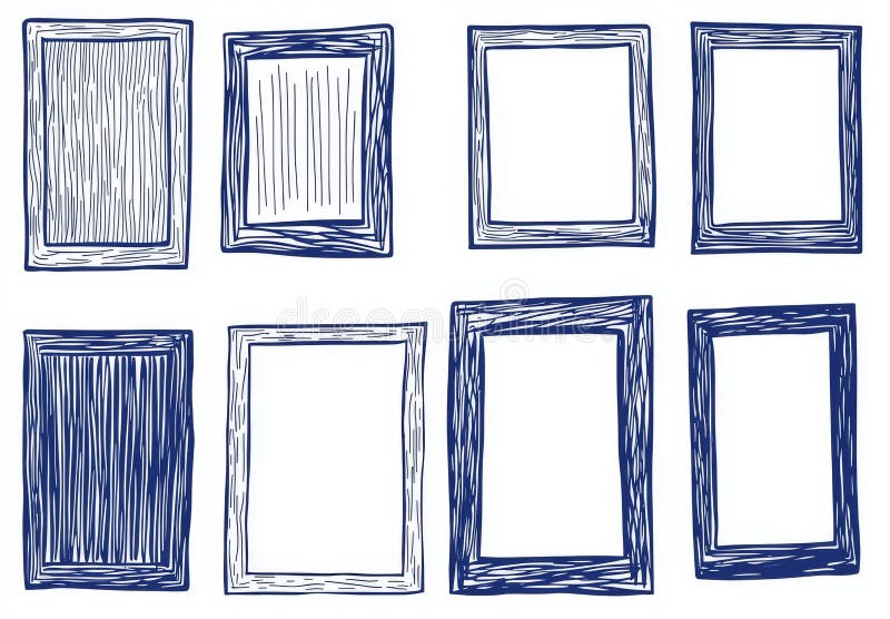 A Modern Illustration Featuring a Hand-drawn Set of Rectangular Frames ...