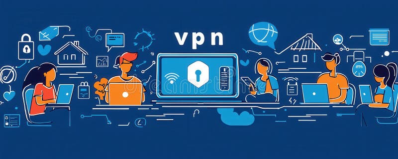 Illustration of People Using Technology for Remote Work and Virtual ...