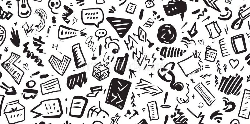 Modern Illustration Featuring a Set of Hand-drawn Elements: Line Arrows ...