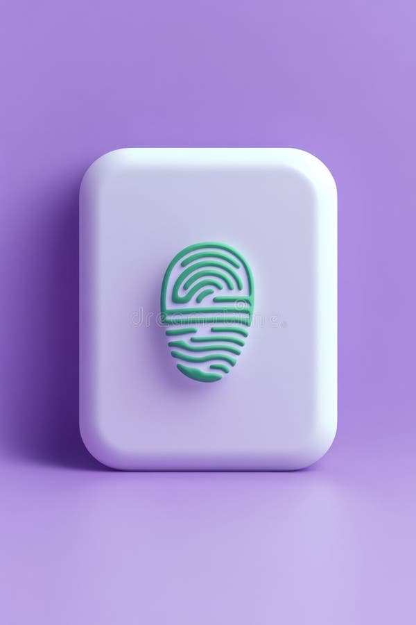 Modern Illustration of a Green Fingerprint on a White Square Against ...