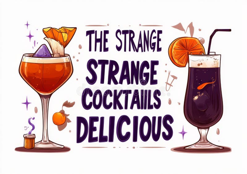 A Modern Illustration of Hand-drawn Alcoholic Cocktails. a Set of ...