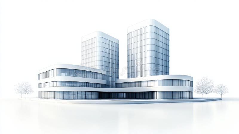 A Modern Illustration of a High-rise Building with a Curved Shape is ...