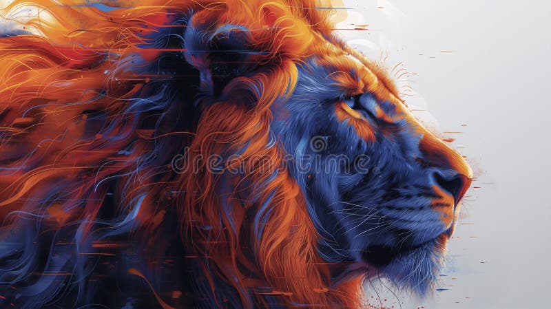 Modern Illustration of a Lion. Design with Elements and Traits of Urban ...