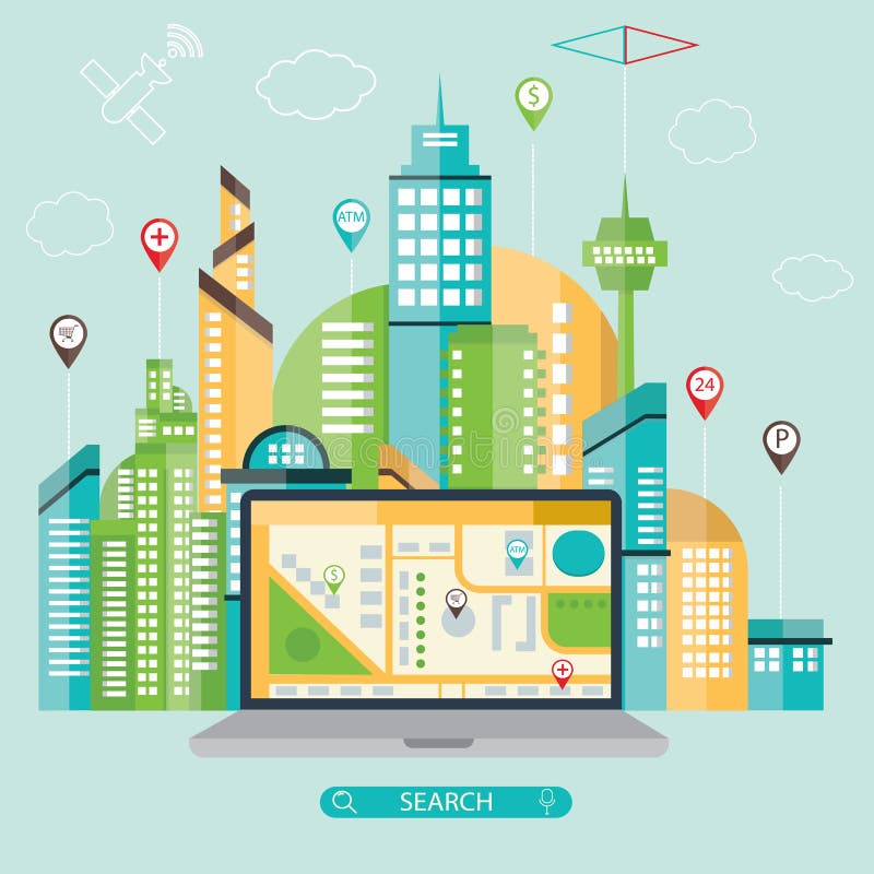 Modern Illustration of Mobile Navigation with Navigationa Stock ...