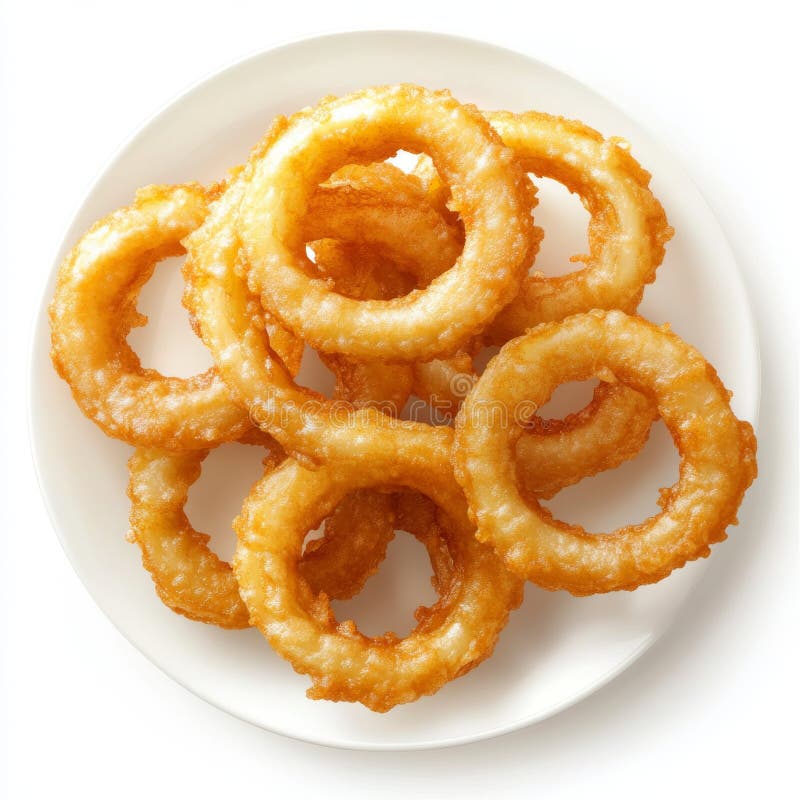 A Modern Illustration of Onion Rings in an Onion-shaped Bowl on a Plate ...