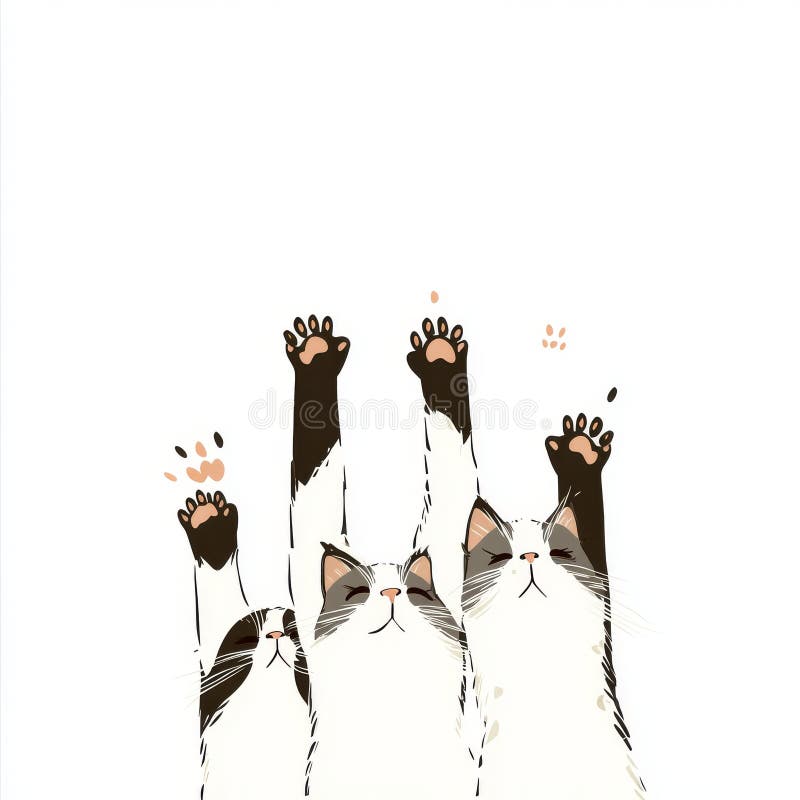 Modern Illustration of Pets on White Background. Paws Up Stock ...