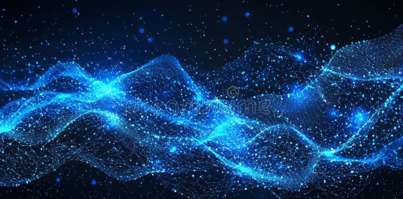 Modern Illustration of Polygon Wave Structure with Dots Wave Wireframe ...