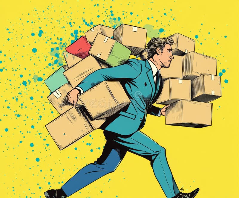 Modern Illustration of Pop Art Delivery Concept Featuring a Man Handing ...